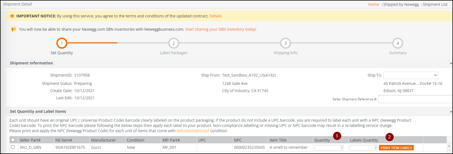 Work on Shipment List for Newegg Warehouse - Shipped by Newegg (SBN ...