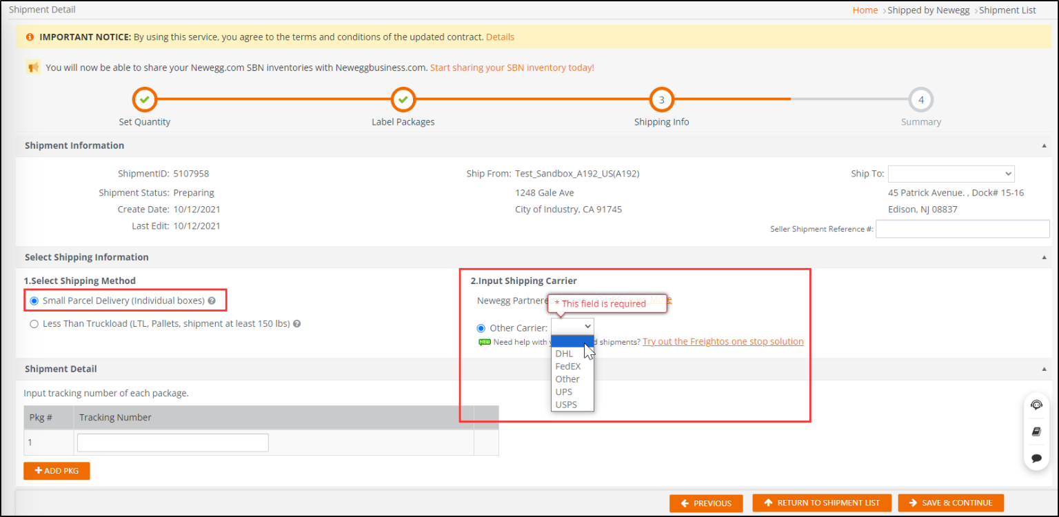 Work on Shipment List for Newegg Warehouse - Shipped by Newegg (SBN ...