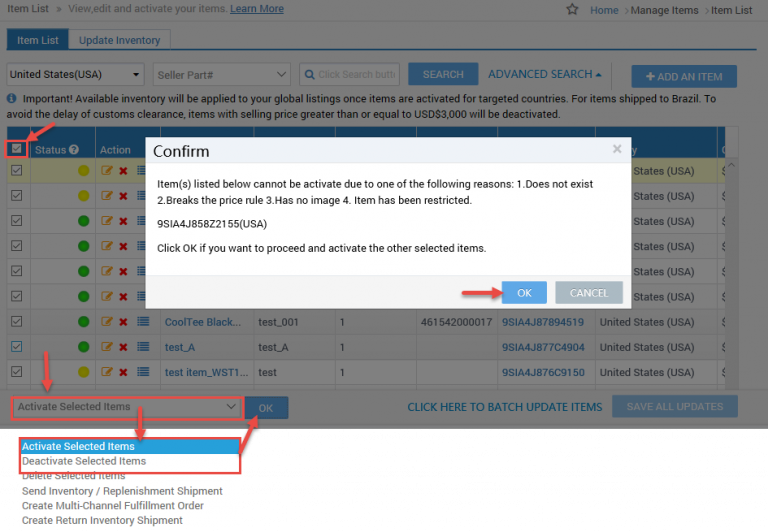 Update Active/Inactive Items - Newegg Marketplace Seller Academy