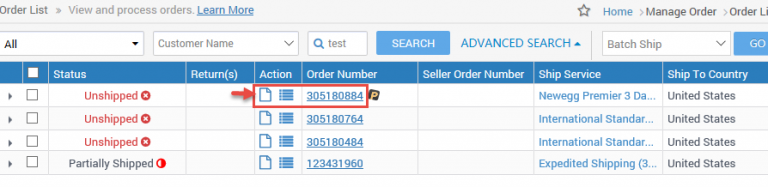 Ship Order - Newegg Marketplace Seller Academy