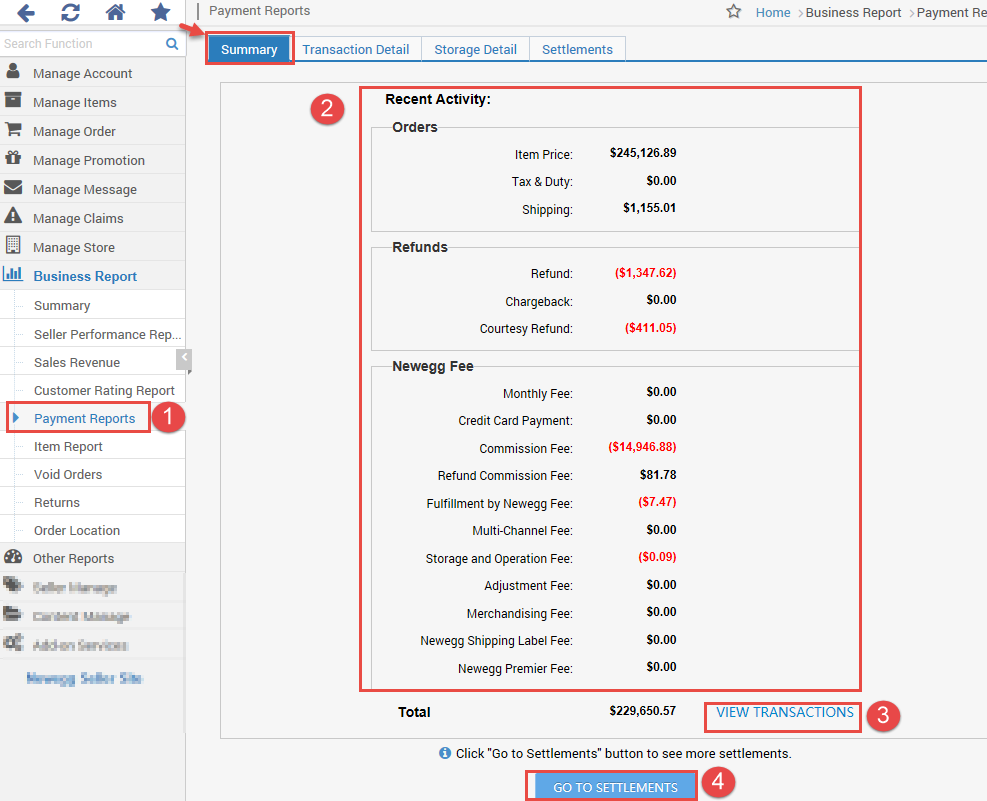 View Payment Reports - Newegg Marketplace Seller Academy