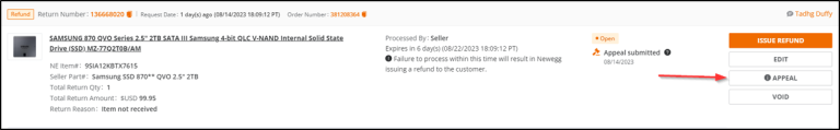 Complete Return Request - Newegg Marketplace Seller Academy