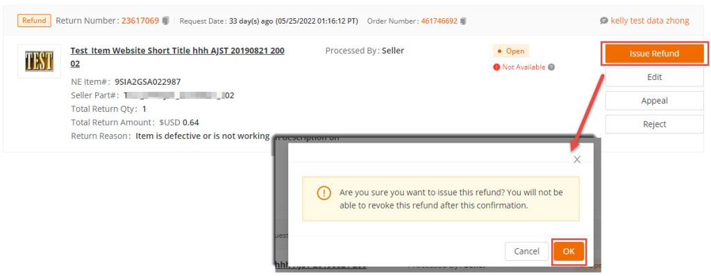 Complete Return Request - Newegg Marketplace Seller Academy
