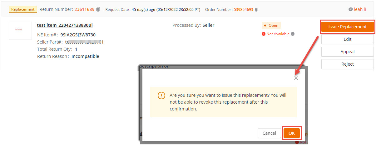 Complete Return Request - Newegg Marketplace Seller Academy