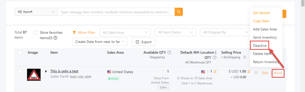 Update Active/Inactive Items 3.0 - Newegg Marketplace Seller Academy