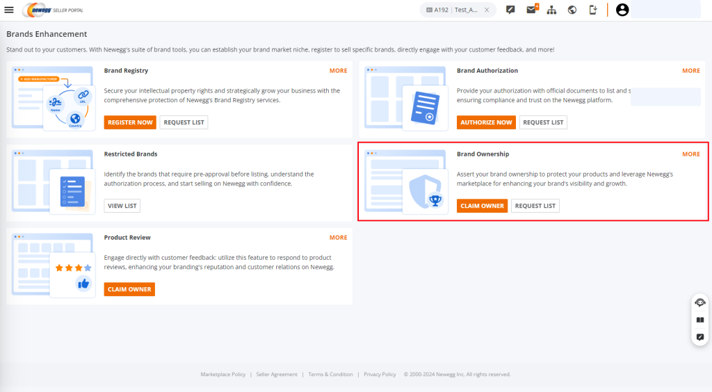 Claim Brand Ownership Request - Newegg Marketplace Seller Academy