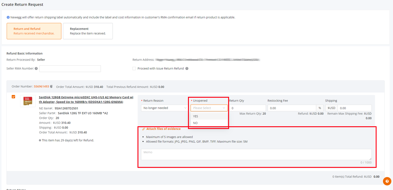 Edit Return Merchandise Authorization - Newegg Marketplace Seller Academy