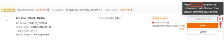Edit Return Merchandise Authorization from Replacement to Refund ...