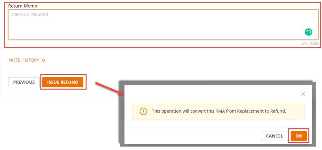 Edit Return Merchandise Authorization from Replacement to Refund ...